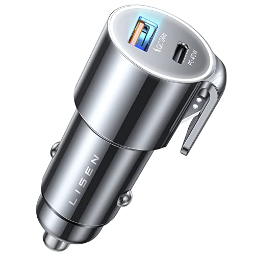 LISEN PD45W&QC24W USB C Car Charger Samsung Car Charger, 3 in 1 Super Fast Charging Adapter
