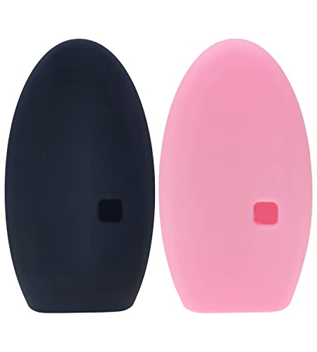 Silicone Key Fob Cover Remote Keyless Case Protector Compatible with Nissan 350Z 370Z Altima Armada GT-R Maxima Murano Pathfinder Rogue Select Sentra Titan Versa Note Xterra (4 Buttons Black & Pink)