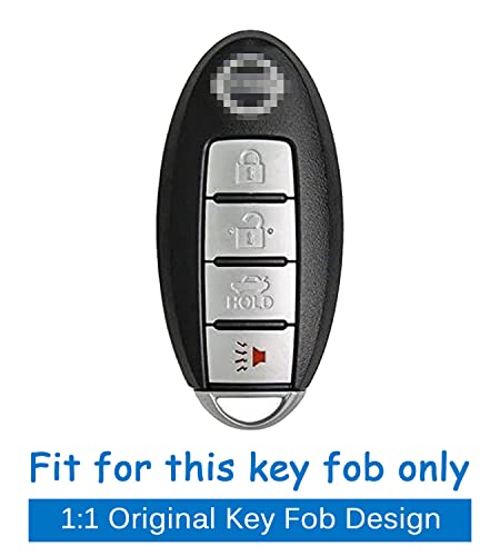 Silicone Key Fob Cover Remote Keyless Case Protector Compatible with Nissan 350Z 370Z Altima Armada GT-R Maxima Murano Pathfinder Rogue Select Sentra Titan Versa Note Xterra (4 Buttons Black & Pink)