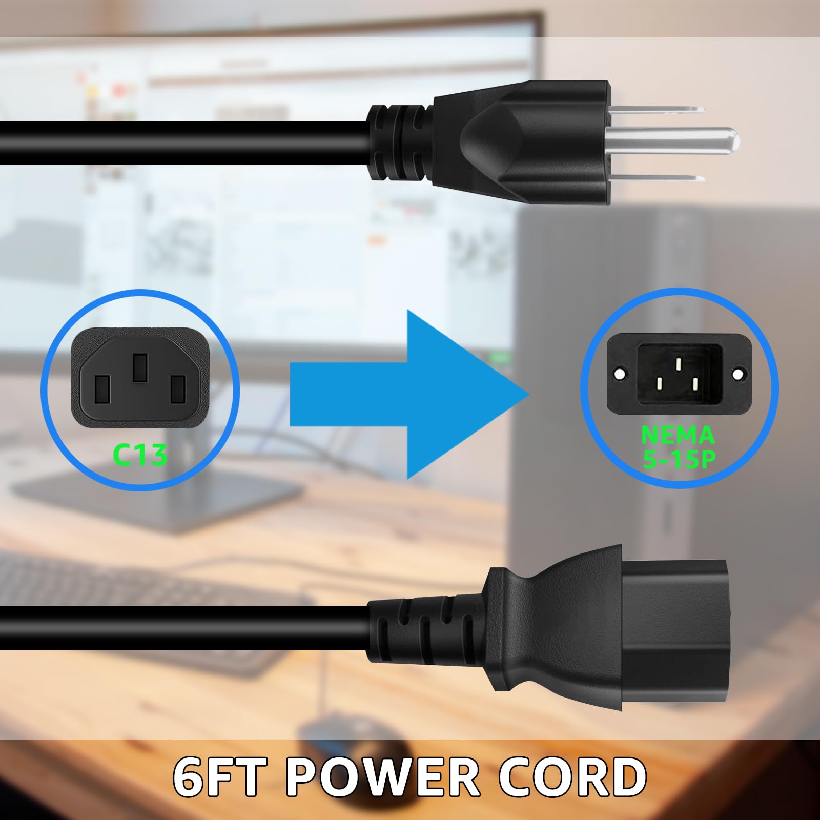 Aomitop 6FT Replacement 3 Prong Power Cord for Maytronics Dolphin Cleaners Power Supply (125V 10A)