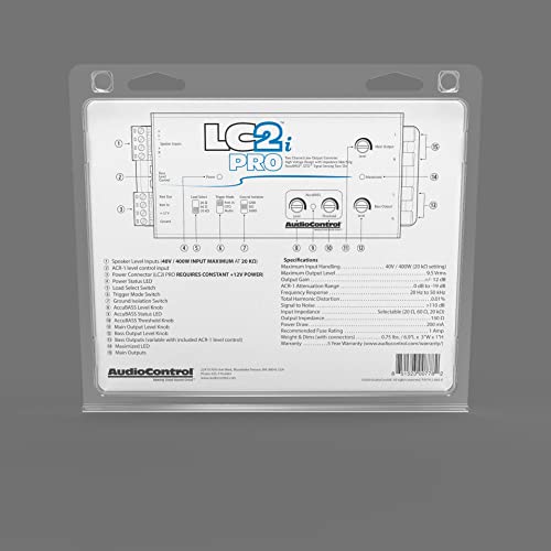 AudioControl LC2i PRO 2-Channel Line Output Converter with Impedance Matching, AccuBASS, GTO, Audio Signal Sense, 12V Turn-On and ACR-1 Dash Remote Subwoofer Control
