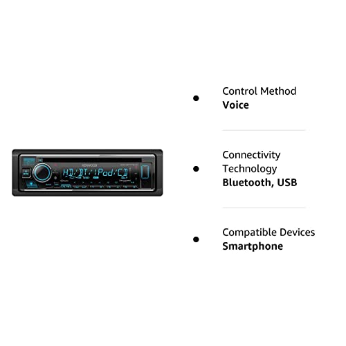 Kenwood KDC-BT778HD Single DIN Bluetooth CD Car Stereo Receiver with Amazon Alexa Voice Control | LCD Text Display | USB & Aux Input