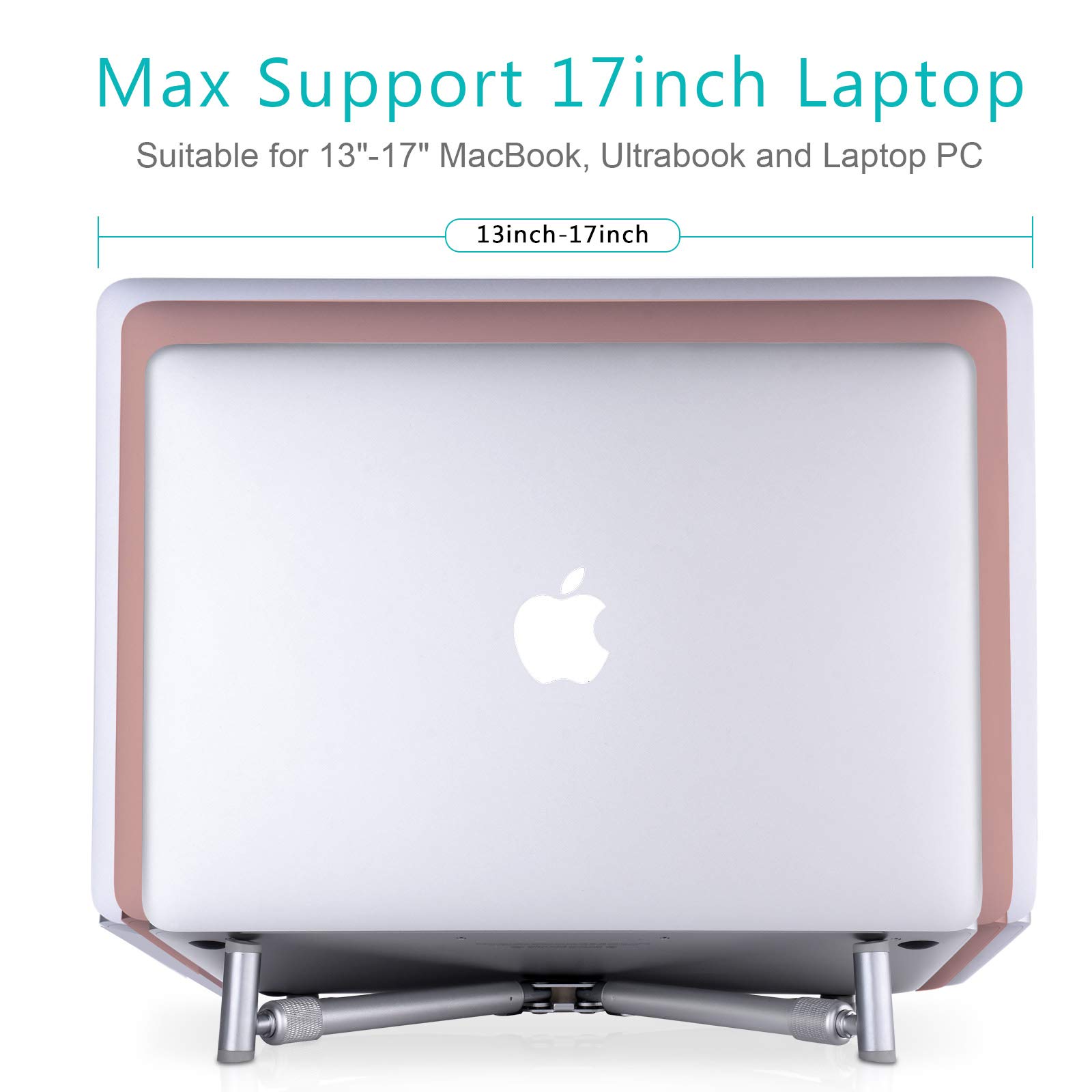Portable Laptop Stand, JUBOR Adjustable Laptop Stand for MacBook Pro, Aluminum Desk Foldable Compact Universal Computer Cooling Stand for 12 13 15 17 inch