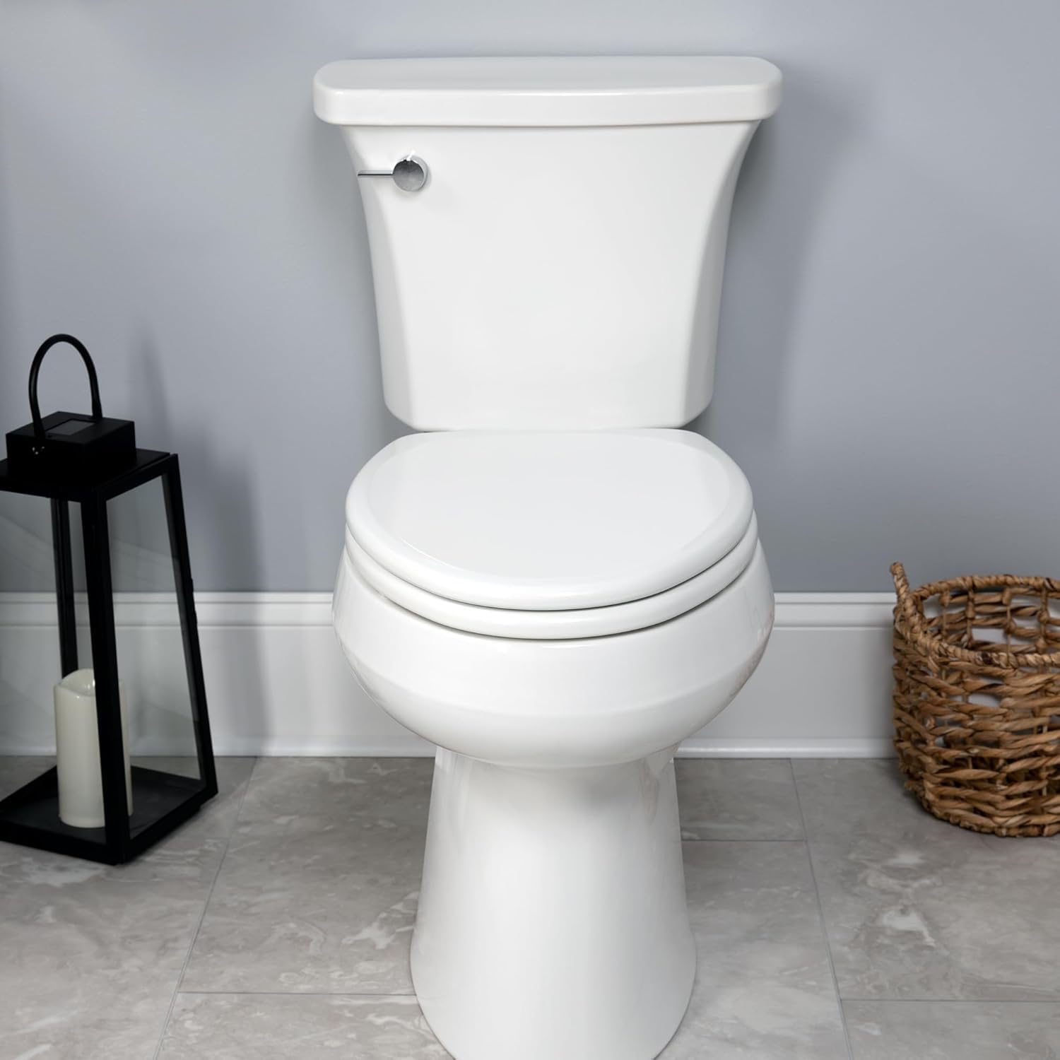 MAYFAIR 1843SLOW 000 Lannon Toilet Seat will Slow Close and Never Loosen, ELONGATED, Durable Enameled Wood, White