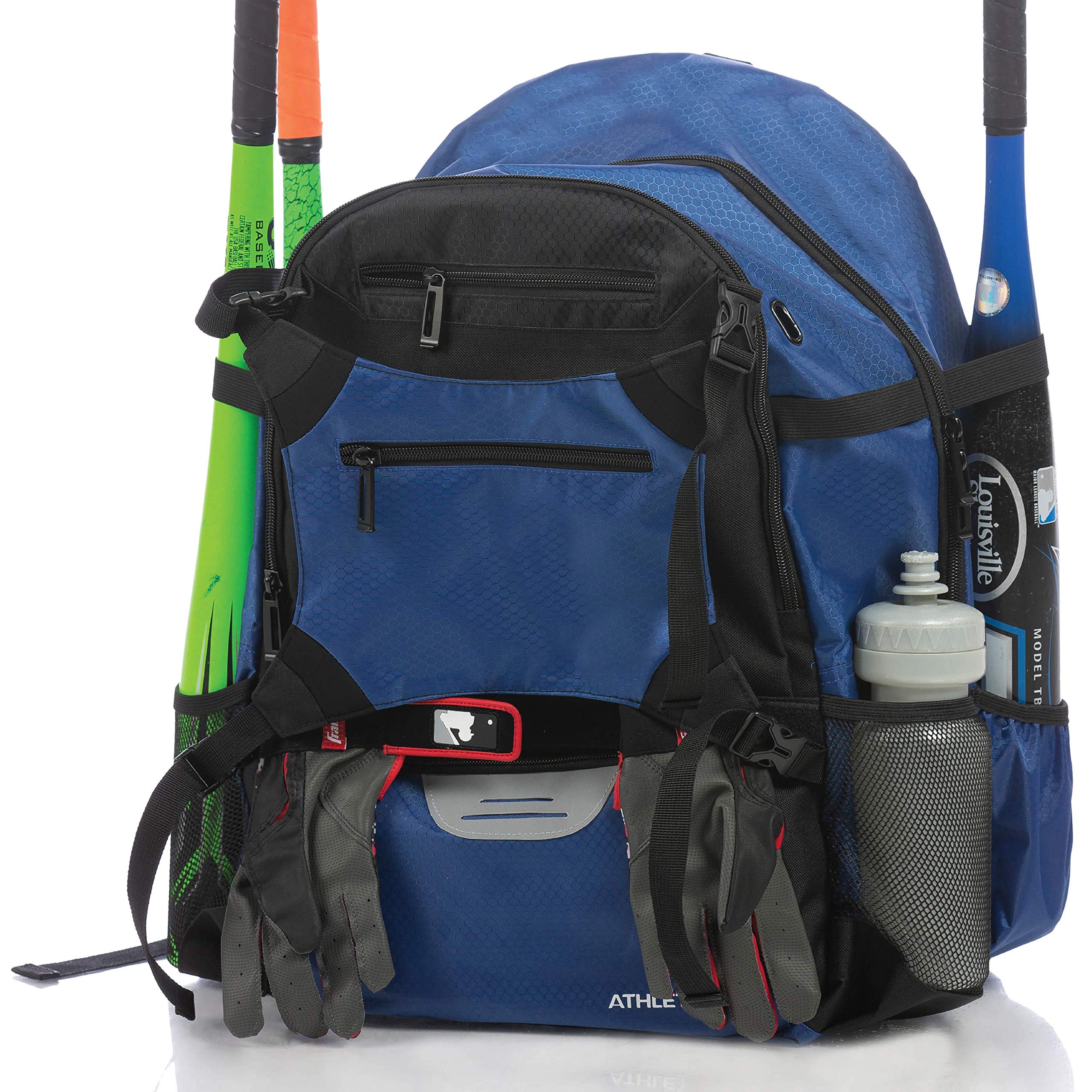 Athletico Advantage Baseball Bag - Baseball Backpack with External Helmet Holder for Baseball, T-Ball & Softball Equipment & Gear for Youth and Adults | Holds Bat, Helmet, Glove, Shoes (Blue)