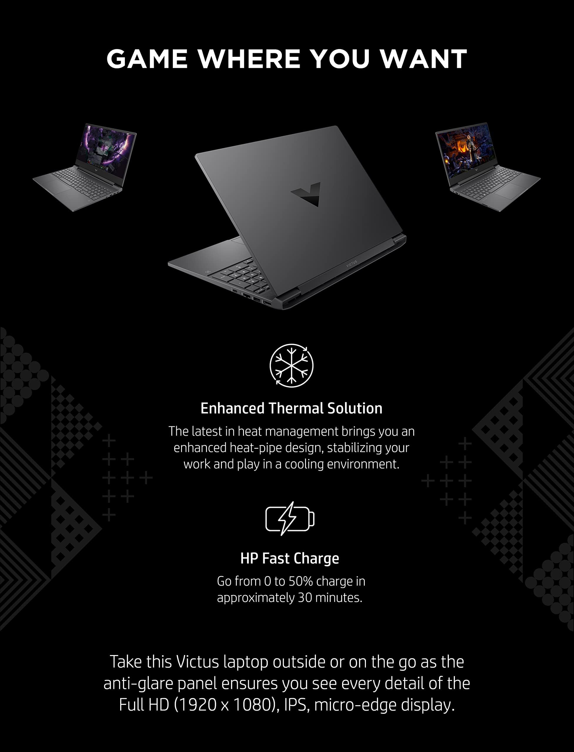 HP Victus 15 Gaming Laptop, NVIDIA GeForce RTX 3050, 12th Gen Intel Core i5-12500H, 8 GB RAM, 512 GB SSD, Full HD Display, Windows 11 Home, Backlit Keyboard, Enhanced Thermals (15-fa0025nr, 2022)
