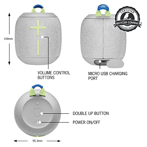 ULTIMATE EARS WONDERBOOM 3, Small Portable Wireless Bluetooth Speaker, Big Bass 360-Degree Sound for Outdoors, Waterproof, Dustproof IP67, Floatable, 131 ft Range - Joyous Brights Grey (Renewed)