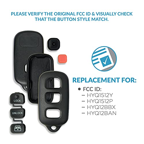 Keyless2Go Replacement for New Shell Case for 4 Button Remote Key Fob FCC HYQ1512Y HYQ12BBX HYQ12BAN - Shell ONLY (2 Pack)