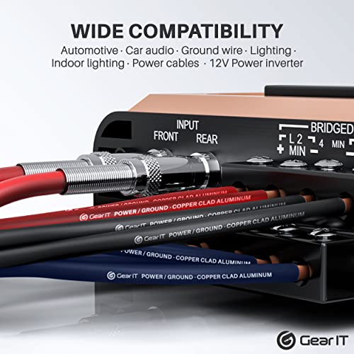 GearIT 1/0 Gauge Wire (25ft Each - Black/Red Translucent) Copper Clad Aluminum CCA - Primary Automotive Wire Power/Ground, Battery Cable, Car Audio Speaker, RV Trailer, Amp, Electrical 0ga AWG 25 Feet