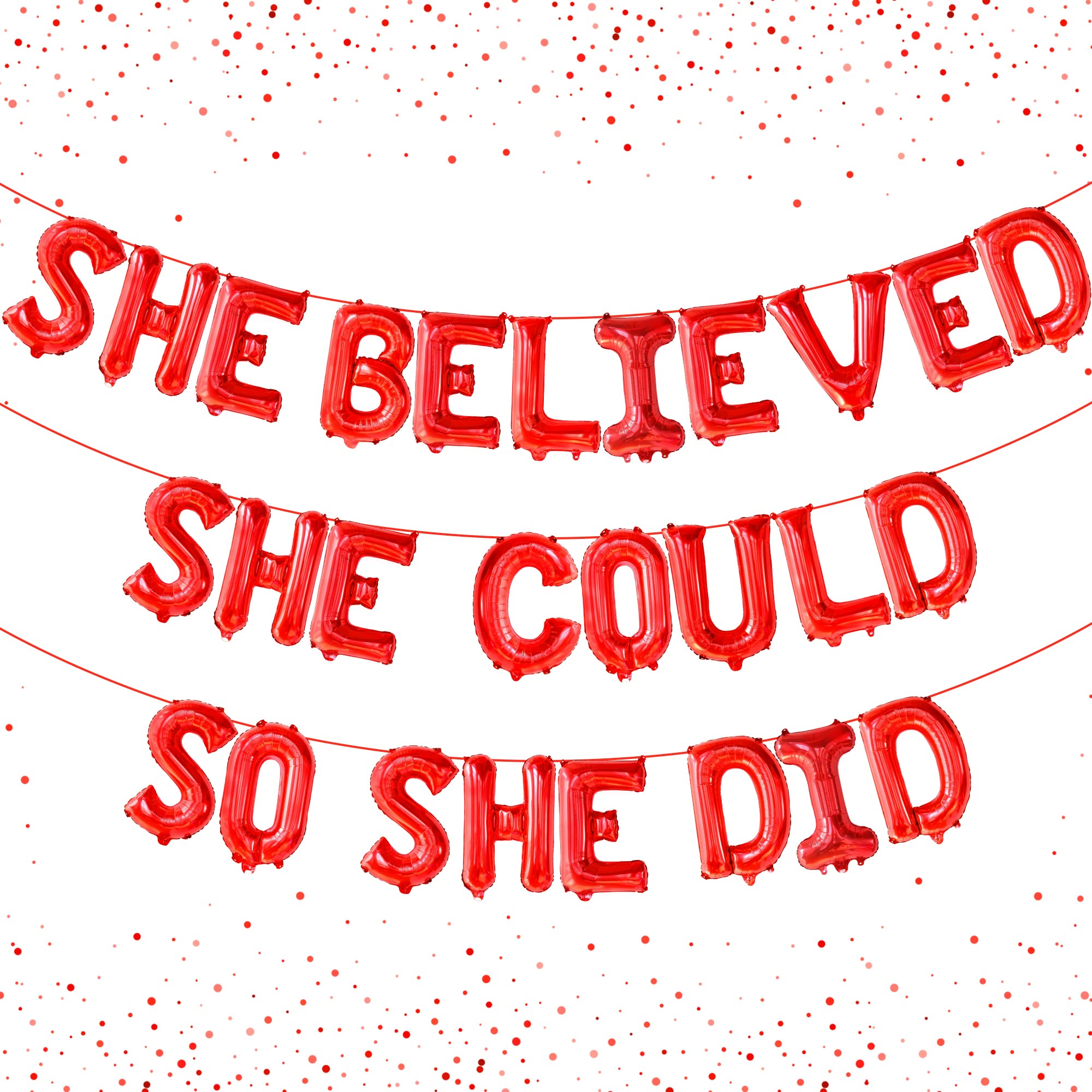Large, She Believed She Could So She Did Banner - 16 Inch, Red Graduation Banner | Graduation Party Decorations 2023 | Congrats Grad Banner for Graduation Decorations 2023 | Graduation Party Supplies