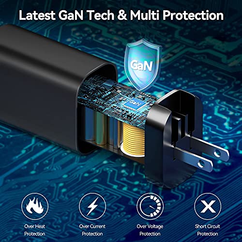 USB C Charger 65W, Deegotech GaN II PD3.0(PPS) Fast Charger for MacBook, 3-Port Foldable Plug USB C Charging Station Compatible with MacBook Pro/Air, iPad Pro, Laptop (with USB C to C Cable 6.6ft)