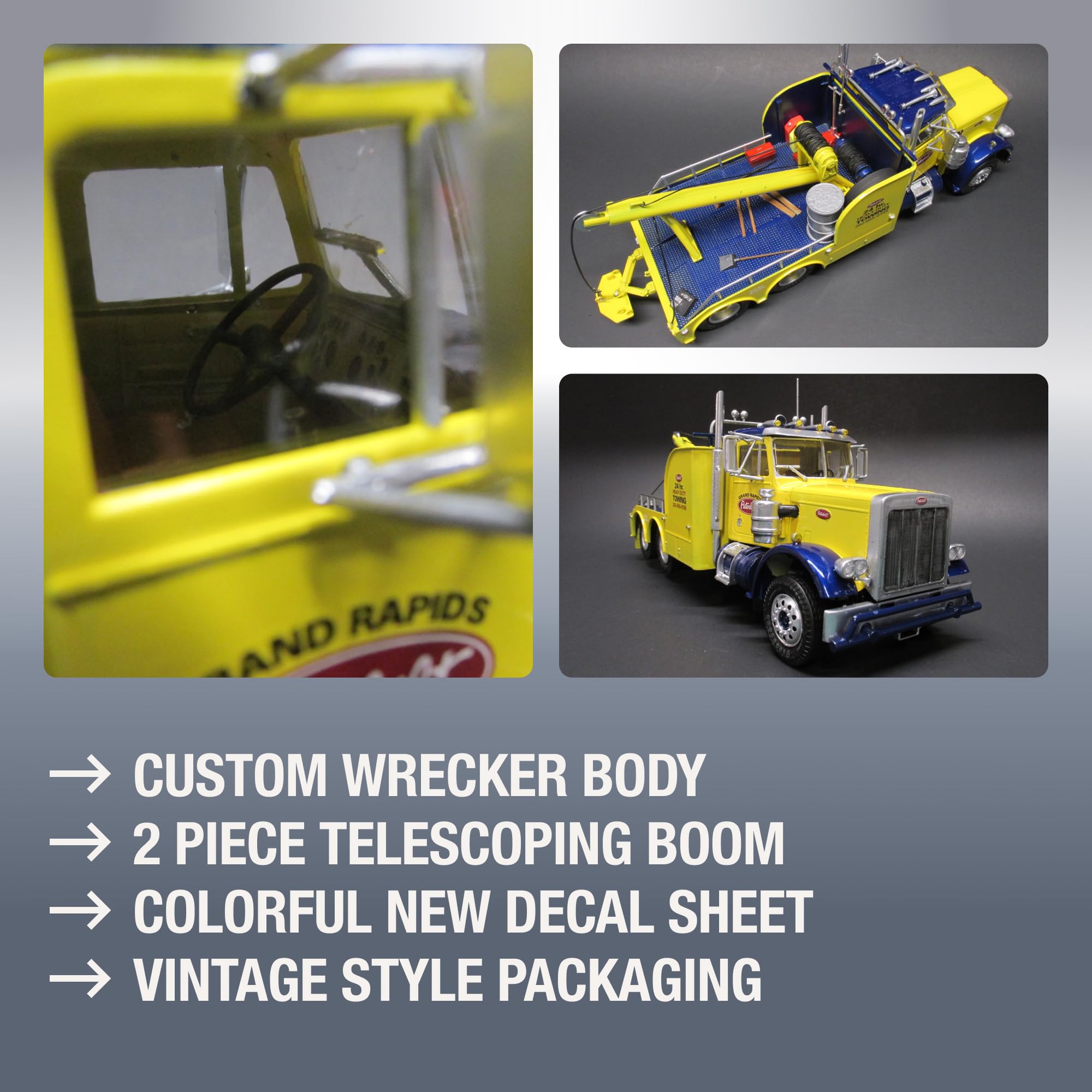 AMT Peterbilt 359 Wrecker Model Kit - 1/25 Scale Buildable Tow Truck for Kids and Adults (AMT1133)