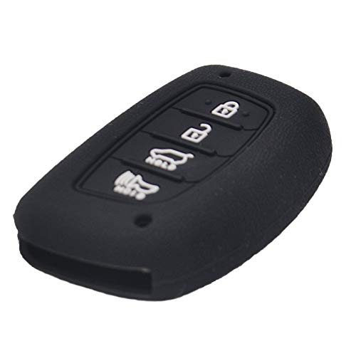 WEIBISS 2 Pack 4 Buttons Protective Rubber Smart Key Fob Shell Remote Cover Case Protector Wallet Keyless Jacket for Hyundai 2018 2017 2016 Tucson Elantra Sonata, Black Red