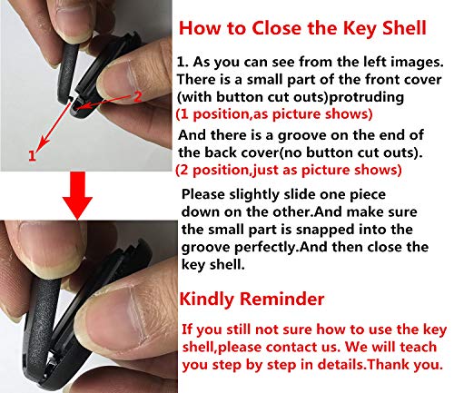 Key Fob Shell Fits Honda 2003-2012 Accord / 2006-2013 Civic EX / 2009-2015 Pilot /2005-2006 CR-V Keyless Entry Remote Case Car Key Cover Accessories with Screwdriver & Keyring (3+1 Button, Black)