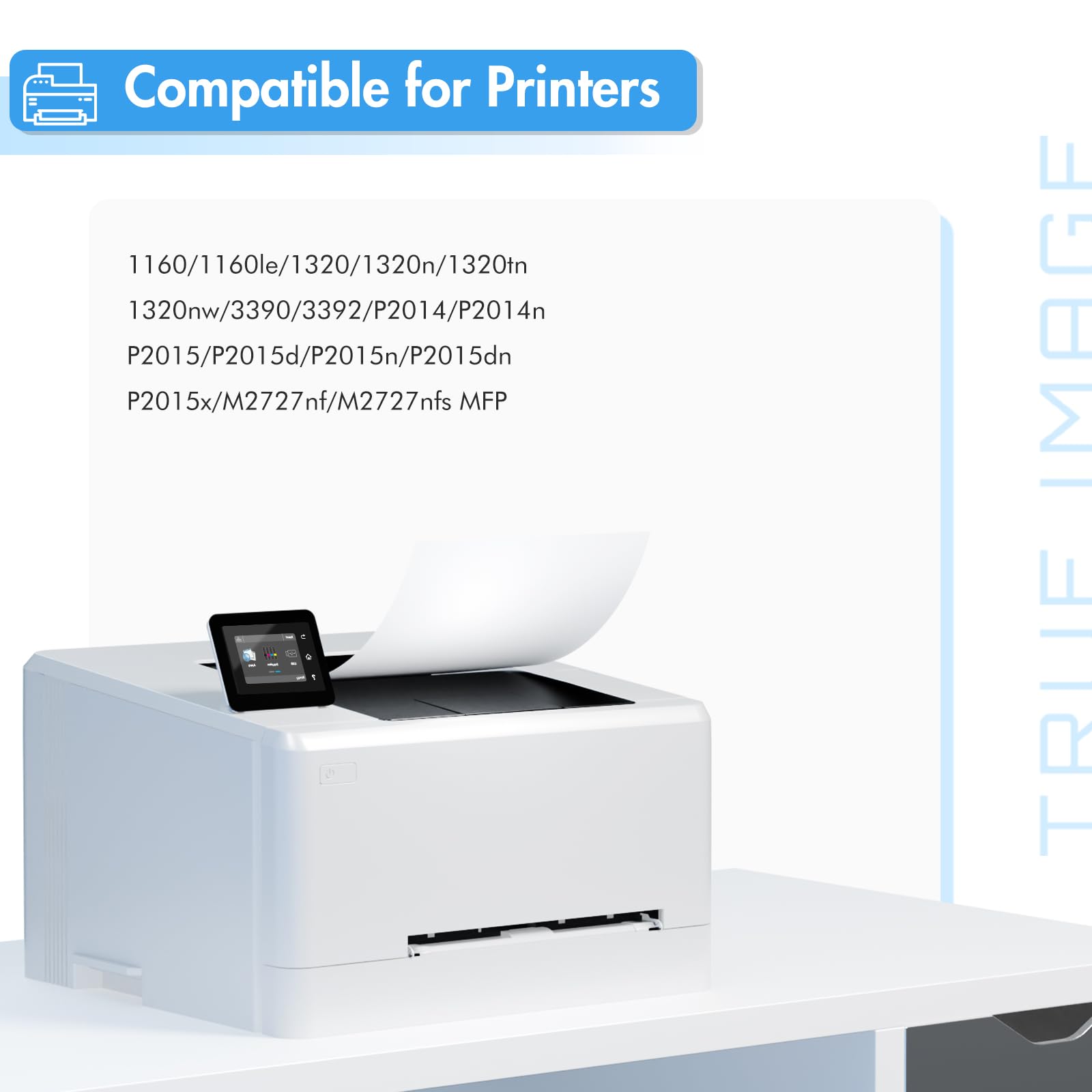 TRUE IMAGE Compatible Toner Cartridge Replacement for HP 49A Q5949A 53A Q7553A 49X Q5949X Used with 1320 1320n 3390 1160 1320tn 1320nw 3392 P2015 P2015dn Printer Ink (Black, 2-Pack)