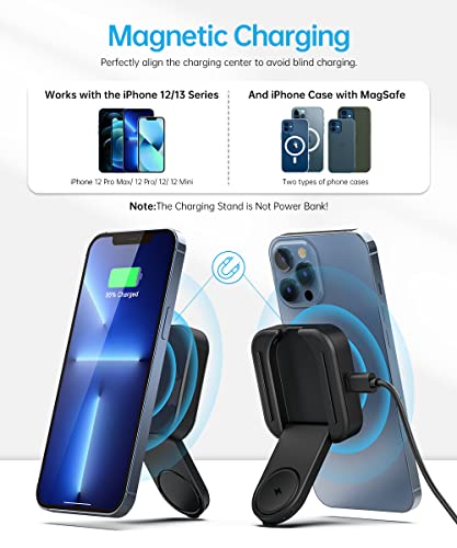 MURCIA 2 in 1 Magnetic Wireless Charger, Folding Dual Fast Magnetic Wireless Charging Station Stand Compatible with iPhone 13/12/ Pro Max/Mini/Apple Watch Se/7/6/5/4/3/2/1