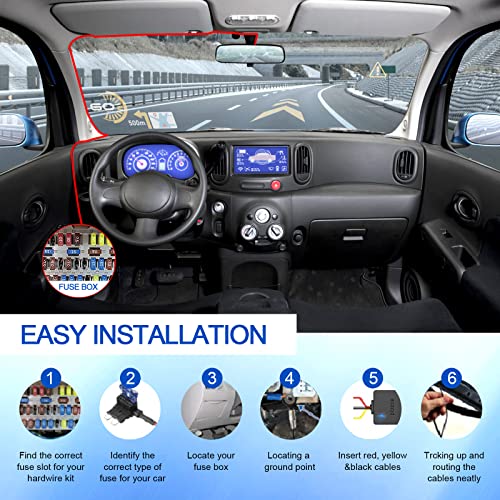 Dash Cam Hardwire Kit, G Sensor Smart Parking Mode Cable Mini USB Hard Wire Kit Fuse for Dashcam, Plozoe 12V-24V to 5V/2A Car Dash Camera Charger Power Cord(13ft)
