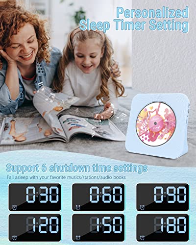 Greadio CD Player Portable with Bluetooth, 4000mAh Rechargeable Battery, HiFi Sound Speaker with Remote Control, Dust Cover, FM Radio, LED Screen,Support AUX/USB,Headphone Jack for Home,Kids,Kpop,Gift