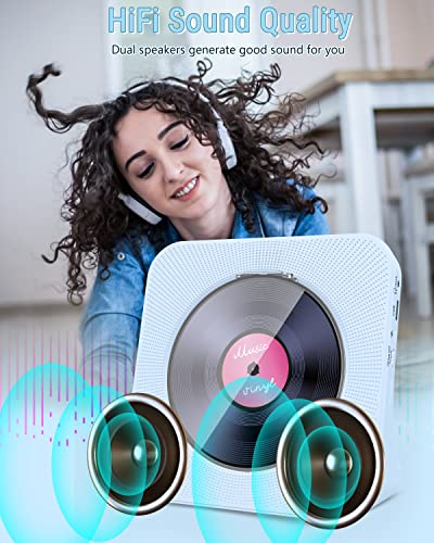 Greadio CD Player Portable with Bluetooth, 4000mAh Rechargeable Battery, HiFi Sound Speaker with Remote Control, Dust Cover, FM Radio, LED Screen,Support AUX/USB,Headphone Jack for Home,Kids,Kpop,Gift
