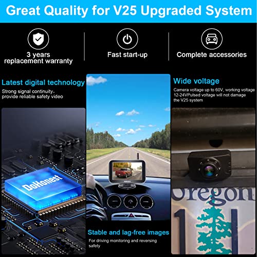 DoHonest Wireless Backup Camera HD 1080P 5β Split Screen Monitor System for Truck Car Camper Small RV Bluetooth Rear View Cam 2.4G Stable Digital Signal Two Channels Night Vision Waterproof V25