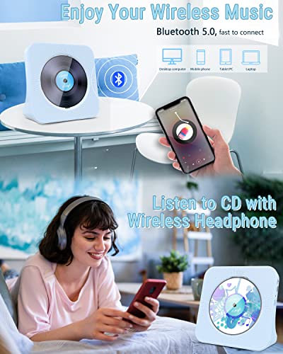 Greadio CD Player Portable with Bluetooth, 4000mAh Rechargeable Battery, HiFi Sound Speaker with Remote Control, Dust Cover, FM Radio, LED Screen,Support AUX/USB,Headphone Jack for Home,Kids,Kpop,Gift
