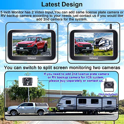 DoHonest Wireless Backup Camera HD 1080P 5β Split Screen Monitor System for Truck Car Camper Small RV Bluetooth Rear View Cam 2.4G Stable Digital Signal Two Channels Night Vision Waterproof V25
