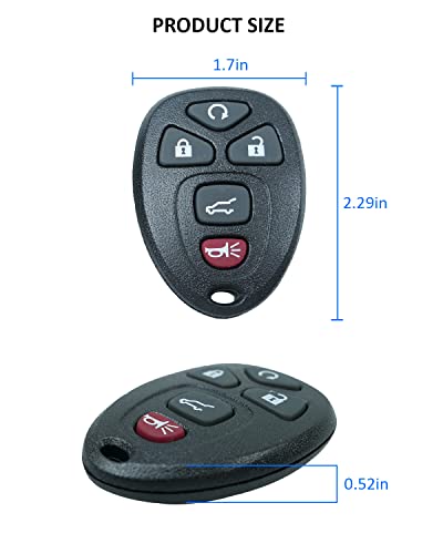 2Pcs Keyless Entry Remote Control Car Key Fob Fit for Chevy Traverse Tahoe Suburban/Buick Enclave/Cadillac Escalade/07-2016 GMC Acadia Yukon Replacement Remote Control 5 Buttons OUC60270 OUC60221