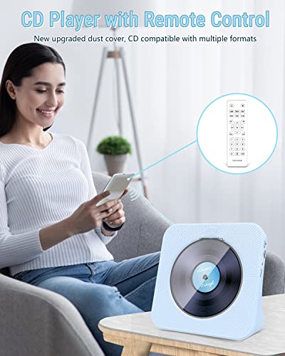 Greadio CD Player Portable with Bluetooth, 4000mAh Rechargeable Battery, HiFi Sound Speaker with Remote Control, Dust Cover, FM Radio, LED Screen,Support AUX/USB,Headphone Jack for Home,Kids,Kpop,Gift
