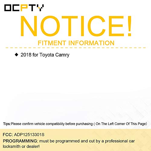 OCPTY 1 X Flip Key Entry Remote Control Key Fob Transmitter Replacement for 2018 for Toyota Camry 4 Buttons 315 Mhz