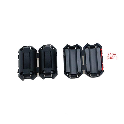 Quluxe 7mm Ferrites Ring Double Clip-on Ferrite Ring Core RFI EMI Noise Suppressor Cable Clip for Video Cable, Coax Cable, Power Cable, Black (Pack of 20)