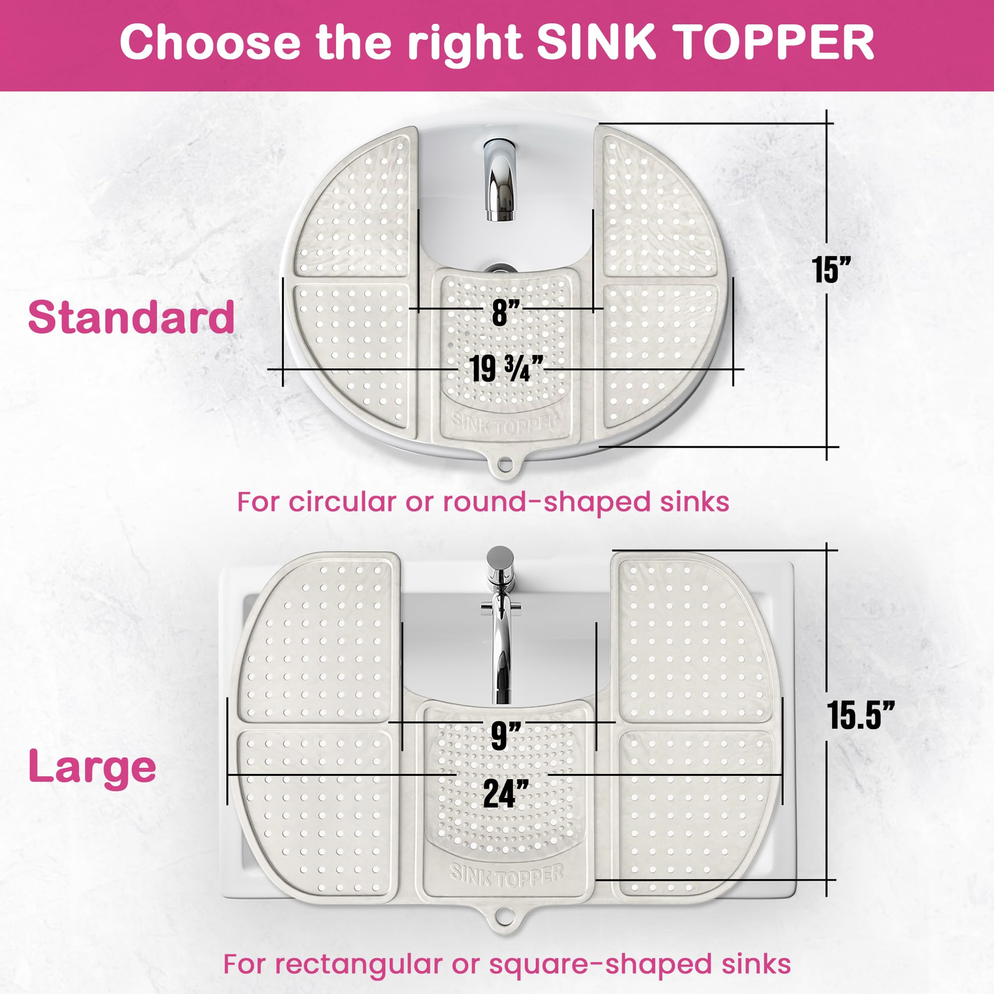 Sink Topper, Foldable Bathroom Sink Cover for Counter Space. Makeup Organizer Mat and Must Have Bathroom Gadget. Standard, Black.