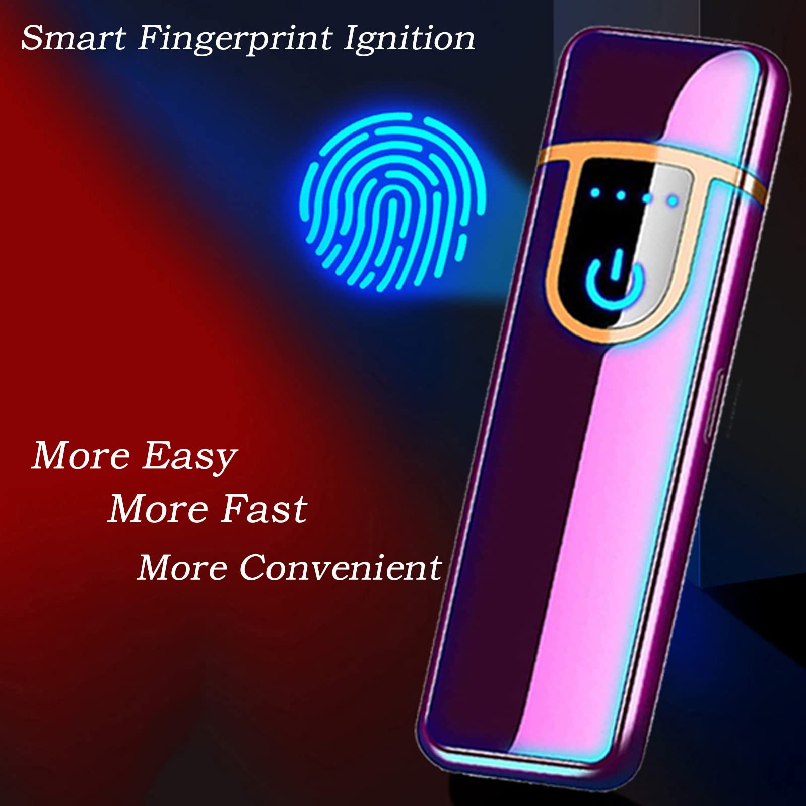 Electronic Lighter, Rainbow Ice Design USB Rechargeable Lighter Touch Ignition Cycle Charging Lighter,Windproof Plasma Lighter for Men, LED Battery Indicator Flameless Lighter Boyfriends Father Gifts