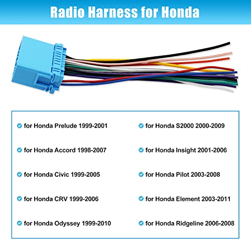 Fiegromech Car Radio Wire Harness Adapter Replacement for Select Honda and Acura Stereo Wiring Harness Cable