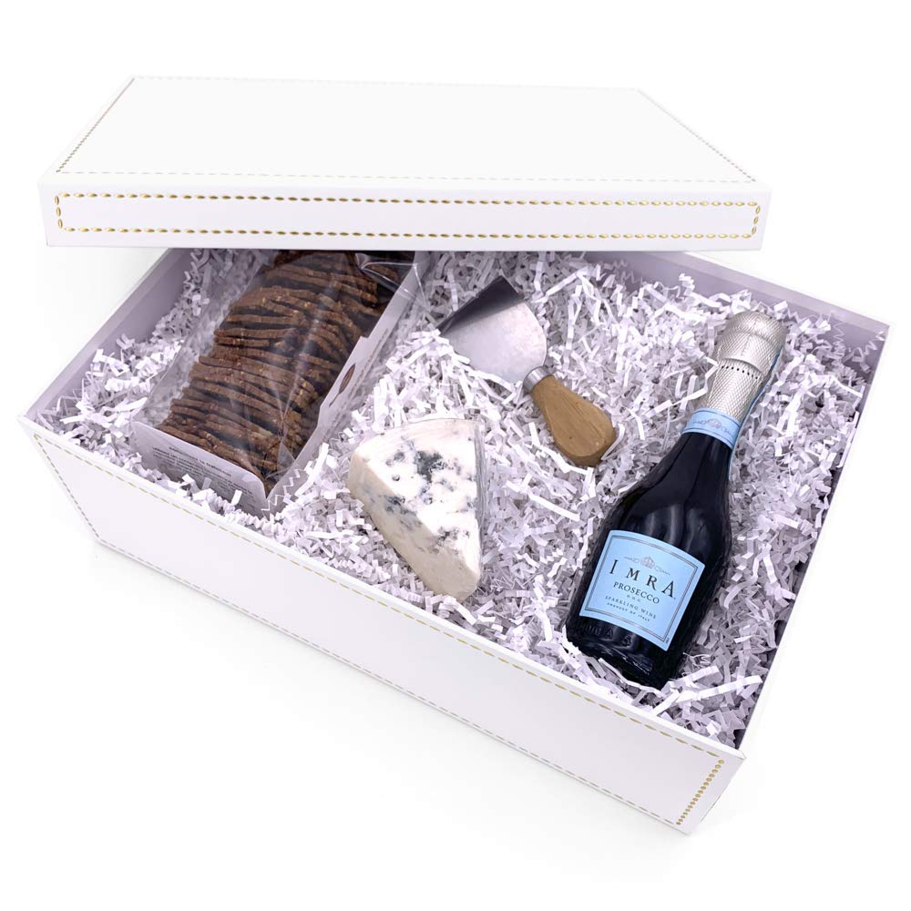 Oxfrd & Comma Luxury Gift Box, White with Gold Stitching, Large Rectangle