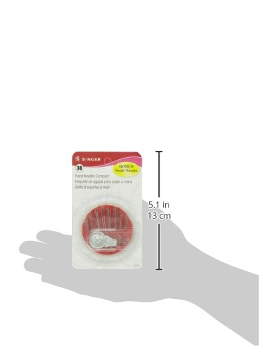 SINGER 07370 Hand Sewing Needles in Compact with Needle Threader, Assorted Sizes, 30-Count