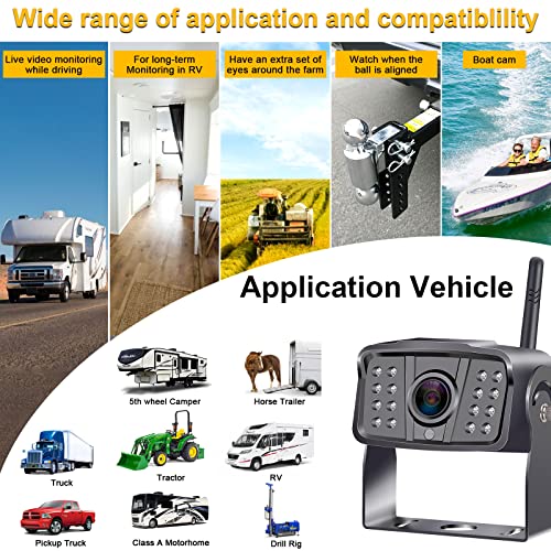 AMTIFO RV Backup Camera Wireless HD 1080P 7'' Split Screen DVR Monitor Bluetooth Trailer Rear View Cam 4 Channel System Truck Camper Infrared Night Vision Adapter for Furrion Pre-Wired RVs A8
