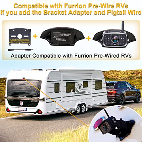 AMTIFO RV Backup Camera Wireless HD 1080P 7'' Split Screen DVR Monitor Bluetooth Trailer Rear View Cam 4 Channel System Truck Camper Infrared Night Vision Adapter for Furrion Pre-Wired RVs A8