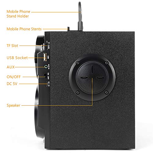 Bluetooth, Portable Wireless Speaker with Subwoofer Heavy Bass, 2 Loud , LED Lights, FM Radio, Remote Control, MP3 Player Powerful, Suitable for Travel, Indoor and Outdoor
