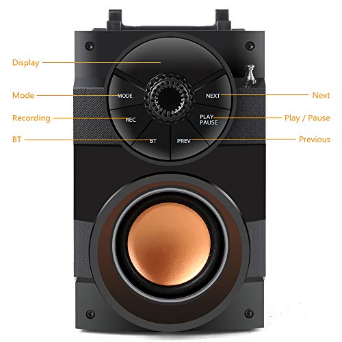 Bluetooth, Portable Wireless Speaker with Subwoofer Heavy Bass, 2 Loud , LED Lights, FM Radio, Remote Control, MP3 Player Powerful, Suitable for Travel, Indoor and Outdoor