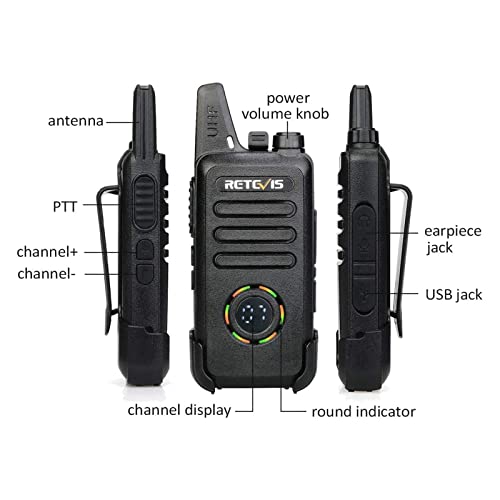 Retevis RT22S 2 Way Radios Rechargeable Walkie Talkies with Headset Long Range Channel Display Lock Emergency Alarm Signal Prompt VOX, Two Way Radios for Family Event Skiing Gift Stores (4 Pack)
