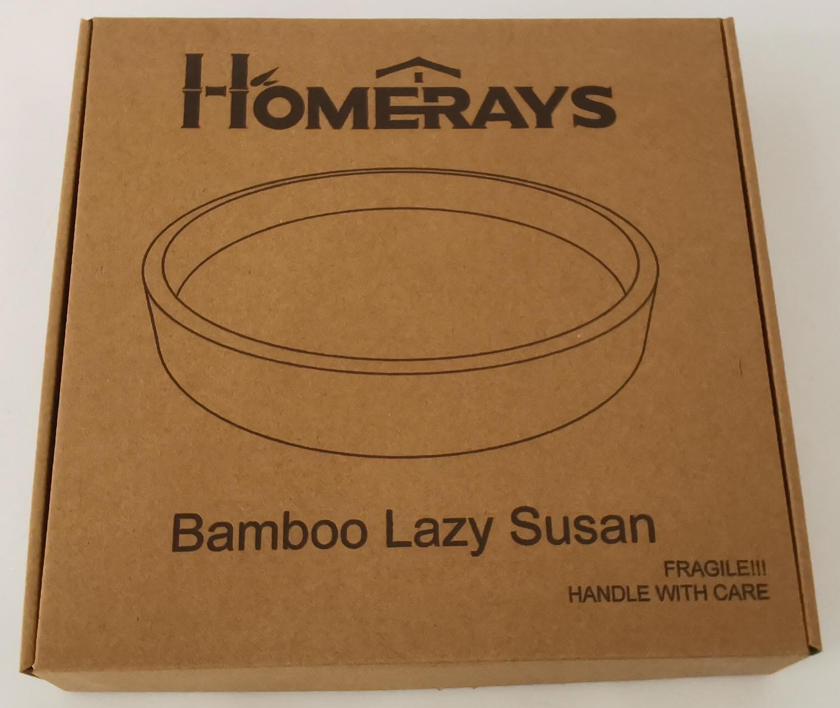 Homerays 12 Inch Lazy Susan Organizer, Kitchen Rotating Spice Rack, Bamboo Lazy Susan with Double Handles for Kitchen Cabinet (Bamboo, Medium)