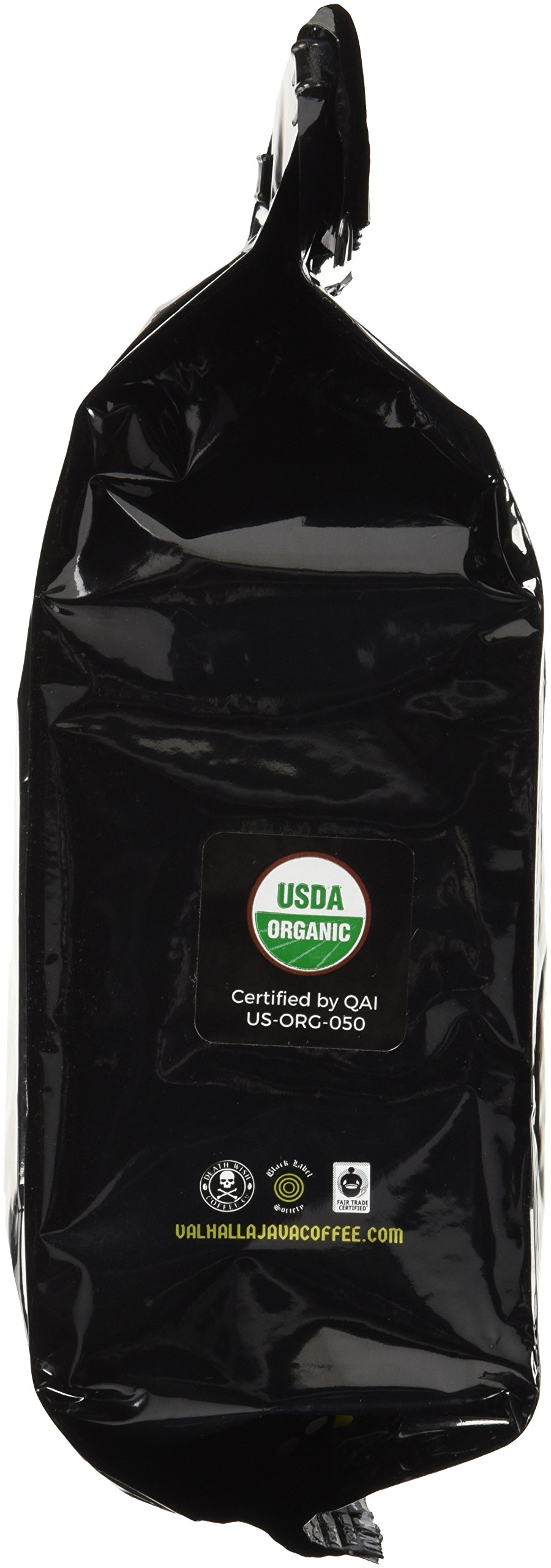 Death Wish Coffee Valhalla Java Dark Roast Grounds, 12 Oz, Extra Kick of Caffeine, Bold & Intense Blend of Arabica Robusta Beans, USDA Organic Ground Coffee, Powerful Coffee for Morning Boost