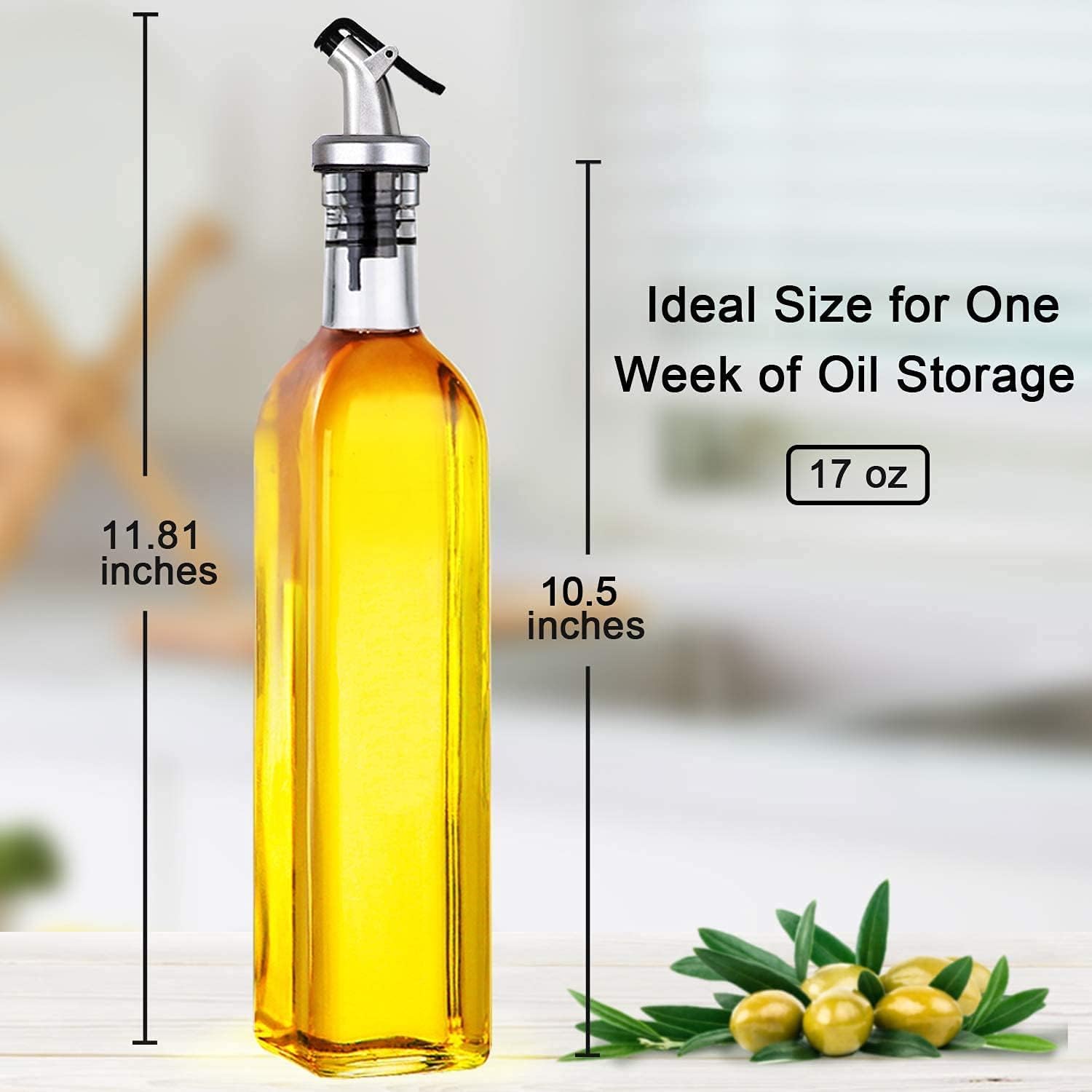 WERTIOO Oil Dispenser Bottle 4 Pack 17 OZ Glass Olive Oil and Vinegar Dispenser Set Oil Container with Funnel & Pen and Tag for Kitchen