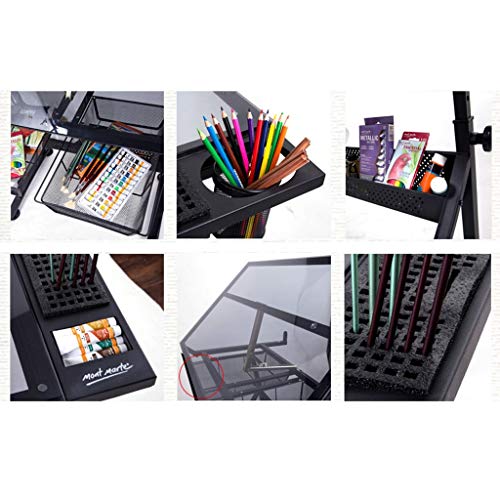 EESHHA Drawing Table Drafting Table with Storage, Height Adjustable Tiltable Art Desk, Glass Panel Drawing Desk, for Work Study Painting Craft Table