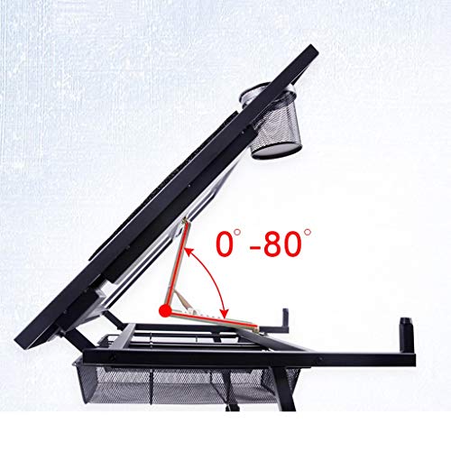 EESHHA Drawing Table Drafting Table with Storage, Height Adjustable Tiltable Art Desk, Glass Panel Drawing Desk, for Work Study Painting Craft Table
