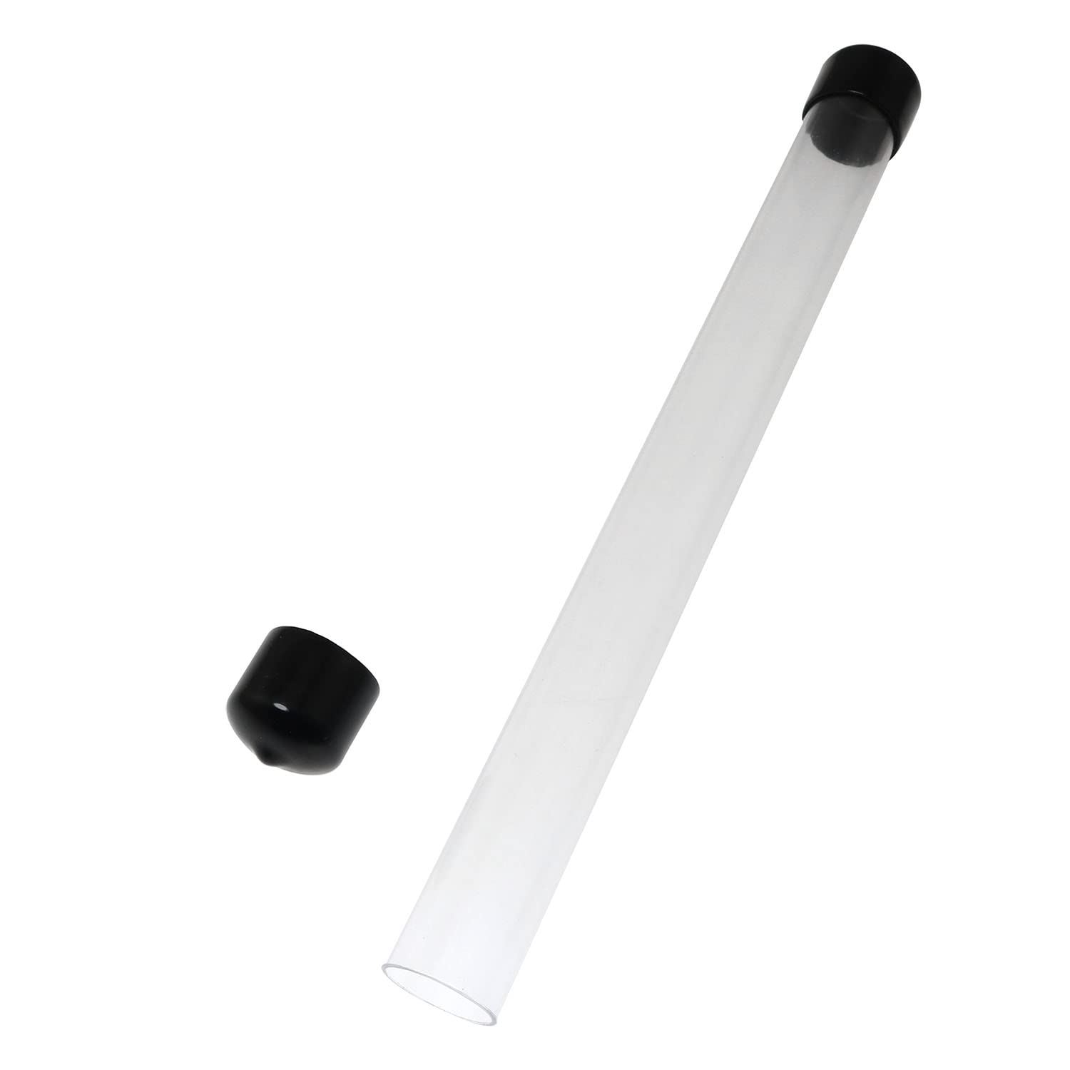 Clear Storage Tube DZS ELEC 2PCS 20 x 220 mm /0.79 x 8.7 inch Small Plastic Round Tubing with Black Caps for Bead Containers, Craft, DIY, Empty Storage Tube
