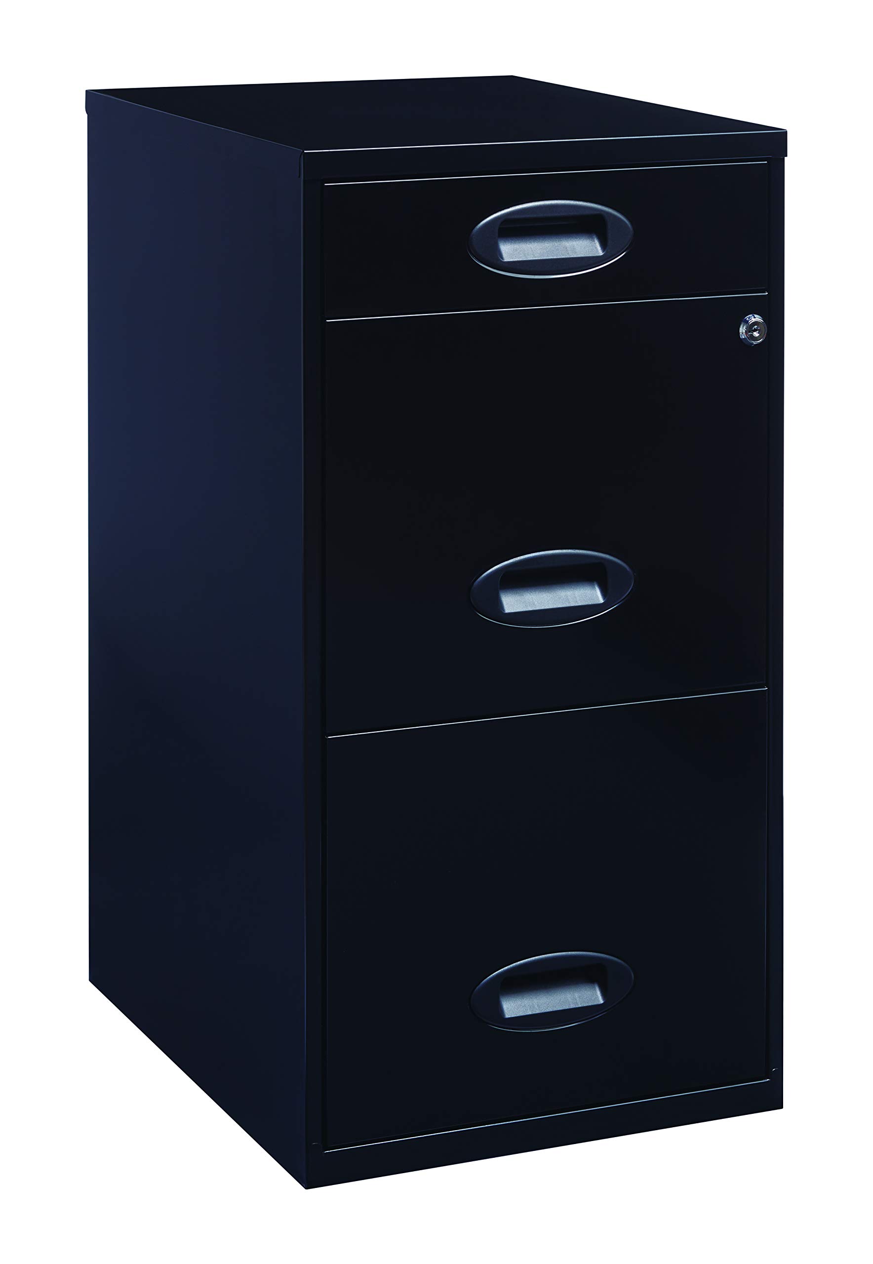 Office Dimensions 18" Deep 3 Drawer Metal Organizer File Cabinet with Oval Handles, Black