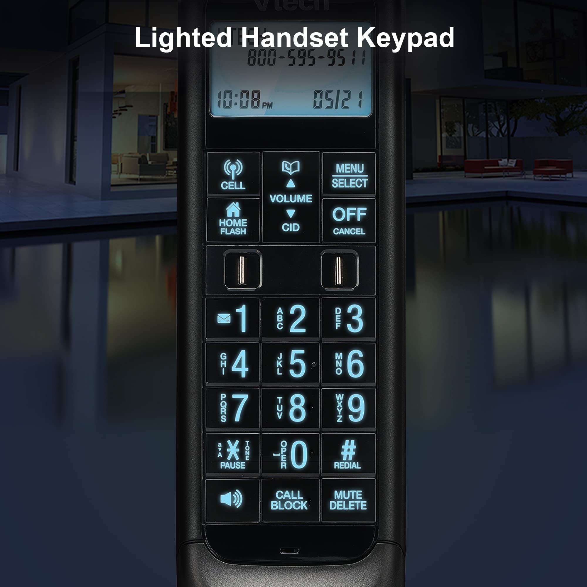 VTECH VS122-16 Retro-Design DECT 6.0 Cordless Phone: Bluetooth Connect to Cell, Call Blocker, Answering System, Full-Duplex Speakerphone, Up to 1000 Phonebook Contacts & 1000 Call Block Entries
