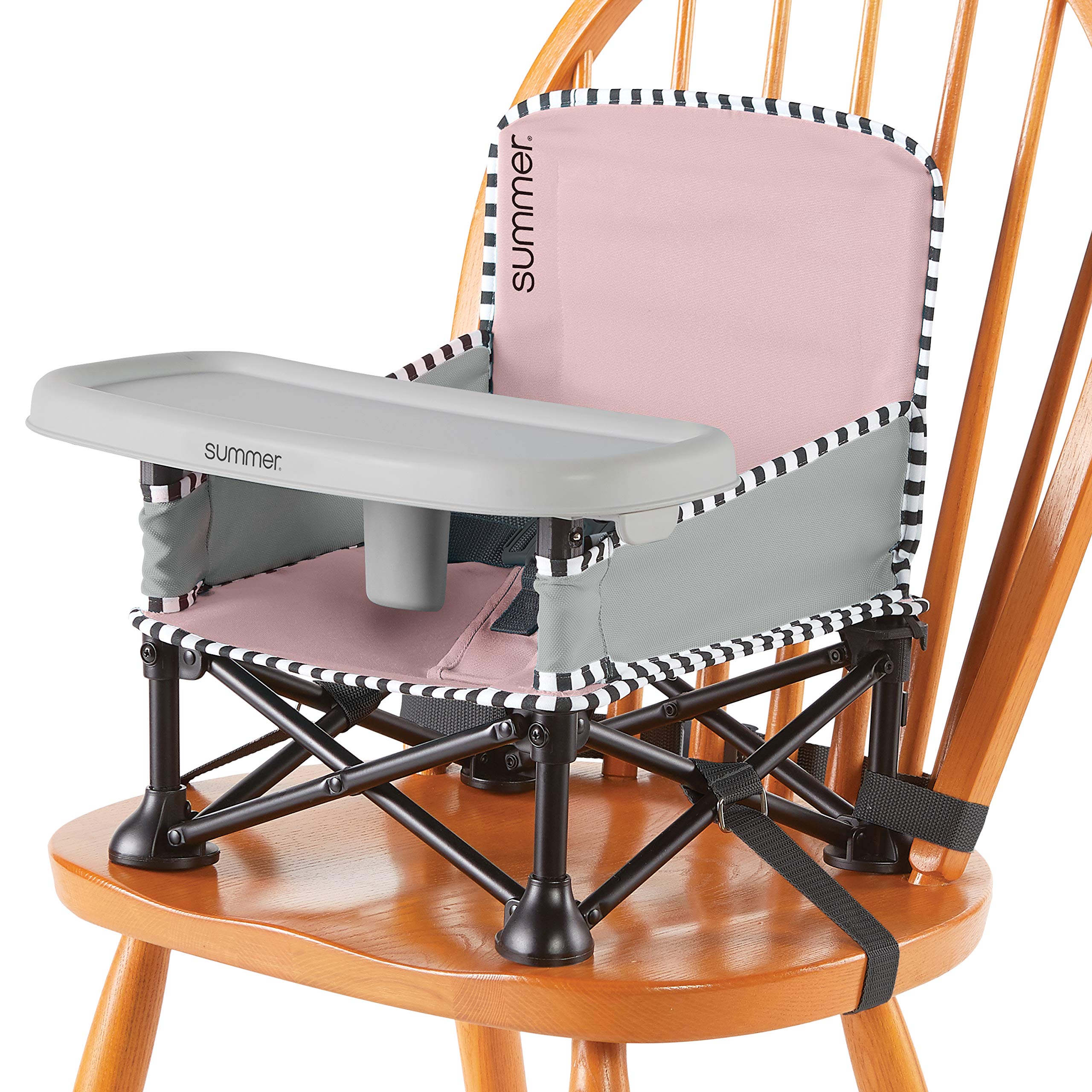 Summer Infant Pop ‘n Sit SE Booster Chair, Sweet Life Edition, Booster Seat for Indoor/Outdoor Use – Fast, Easy and Compact Fold, Bubble Gum Color