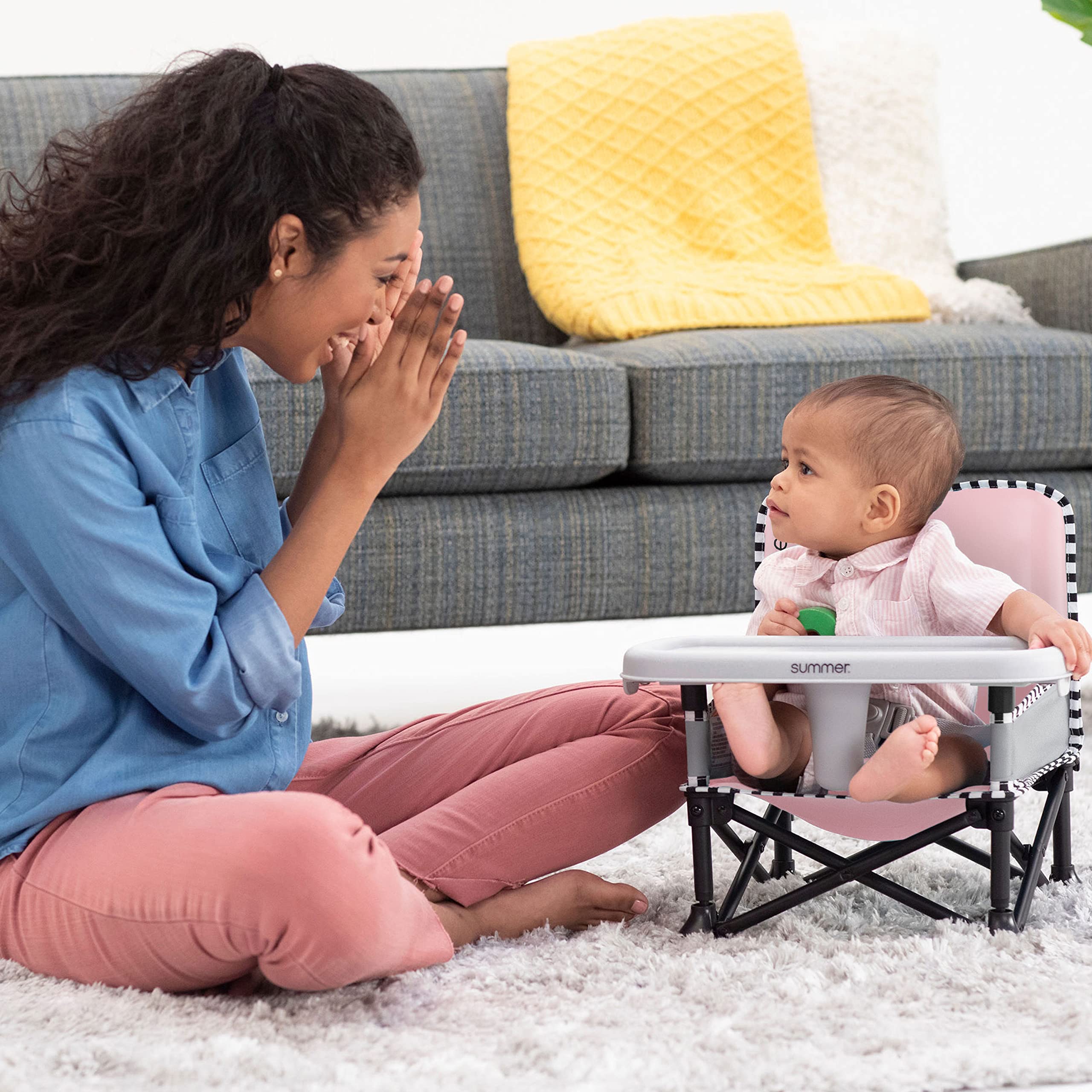 Summer Infant Pop ‘n Sit SE Booster Chair, Sweet Life Edition, Booster Seat for Indoor/Outdoor Use – Fast, Easy and Compact Fold, Bubble Gum Color